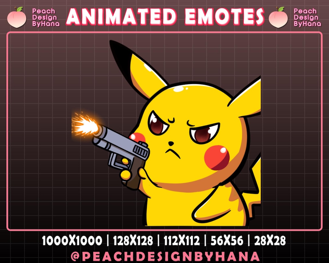 Animated Pikachu Shoots Gun Emote for Twitch, Youtube, Discord - Cute ...