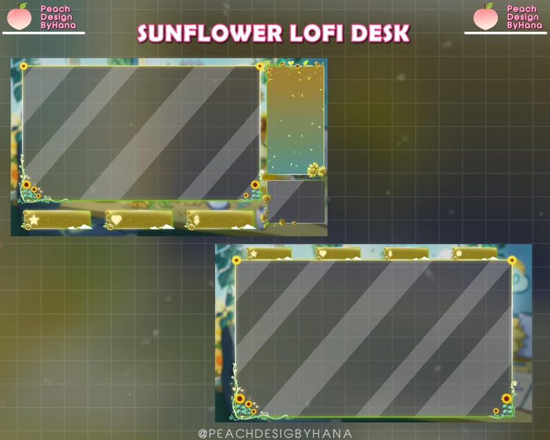 Animated Stream Package Lo-fi Desk Sunflower - Twitch Overlay ...
