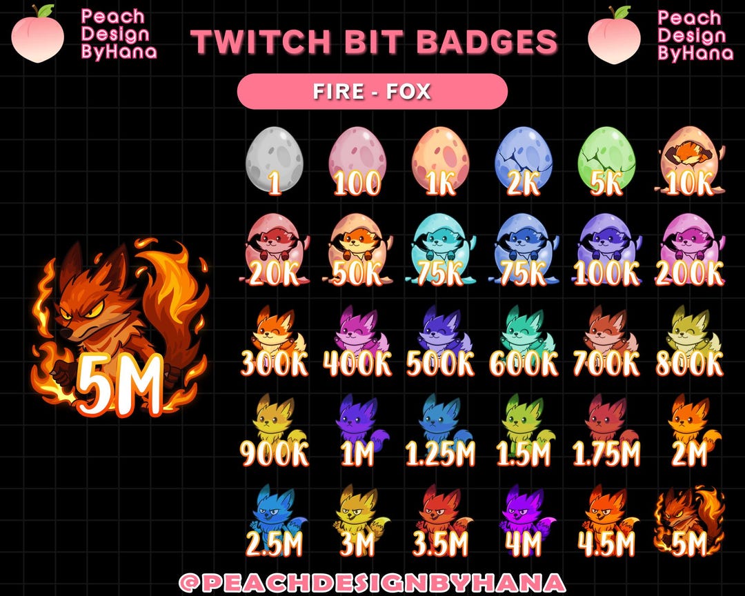 30x Magic Fire Fox Bit Badges for Twitch, Youtube, Discord - Donated ...