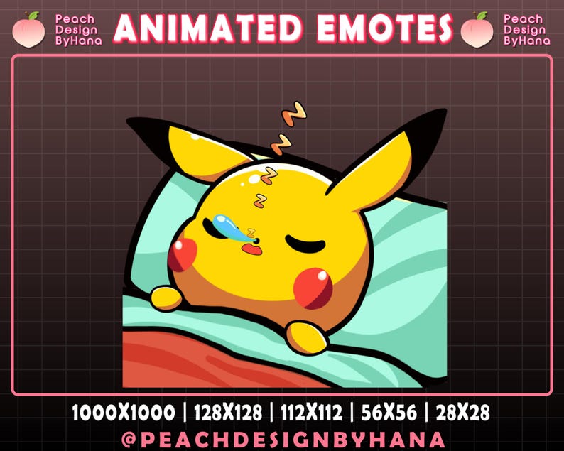 Animated Pikachu Sleeps Emote for Twitch, Youtube, Discord, Funny Emote ...