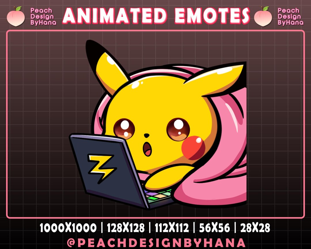 Animated Pikachu Types Laptop Emote for Twitch, Youtube, Discord ...