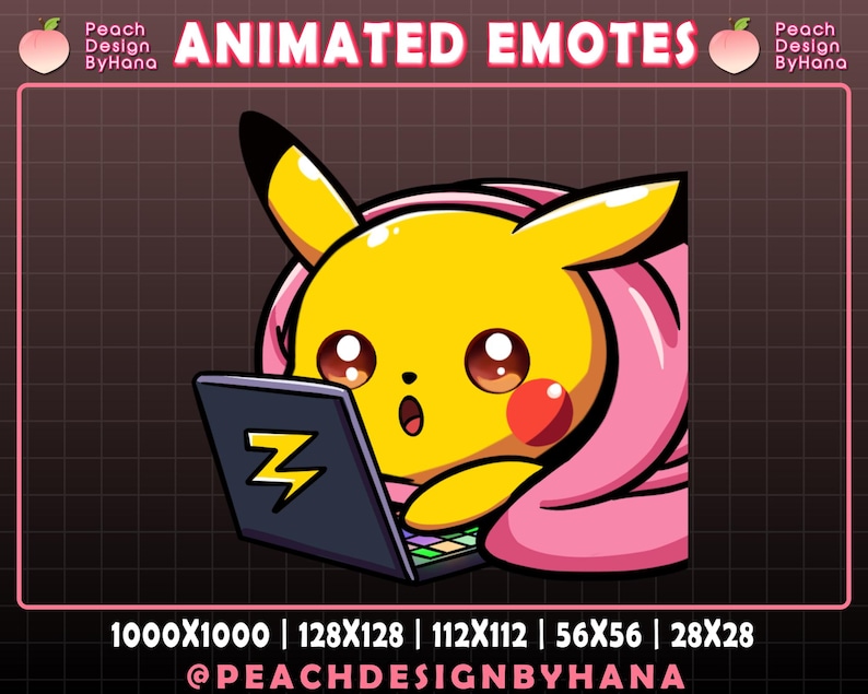 Animated Pikachu Types Laptop Emote for Twitch, Youtube, Discord ...