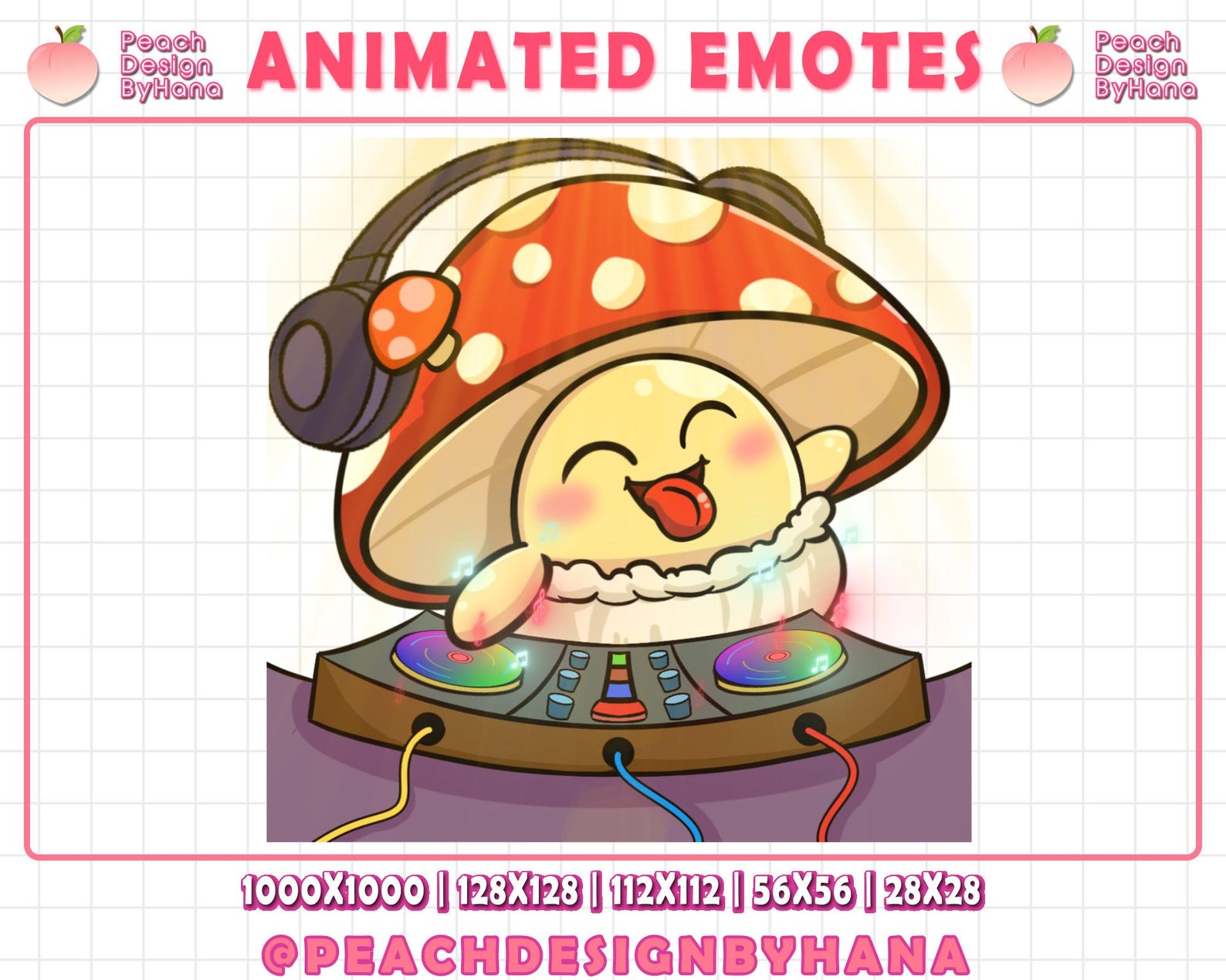 Animated Cute Mushroom DJ Emote for Twitch, Youtube, Discord, Hype ...