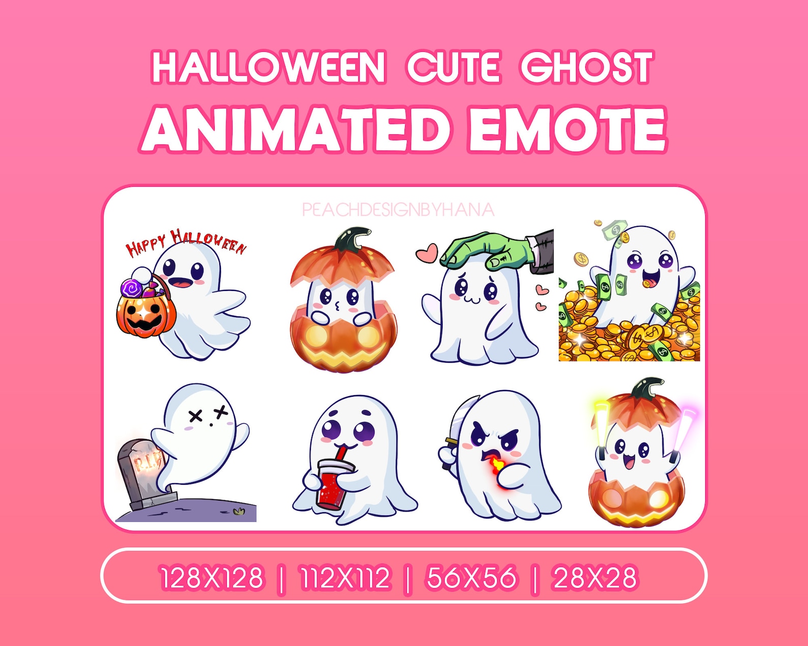 8x Animated Funny Ghost Emote for Twitch, Youtube, Discord Halloween ...