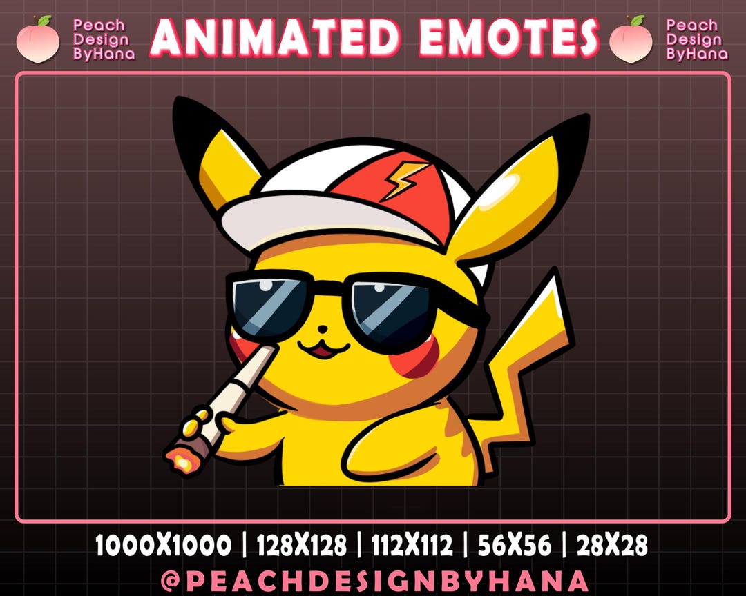 Animated Pikachu Smokes Emote for Twitch, Youtube, Discord, Funny ...