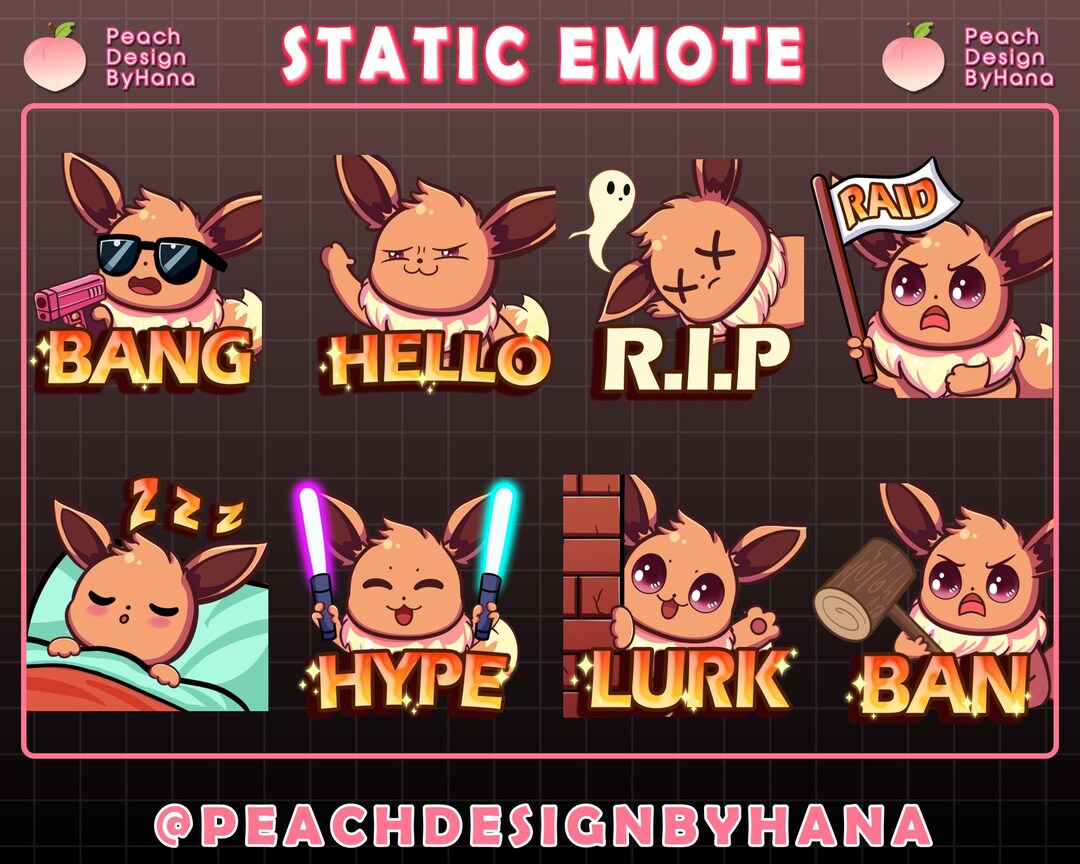 Adorable Eevee Twitch Emote Pack – 8 Pokémon-themed Emotes for ...