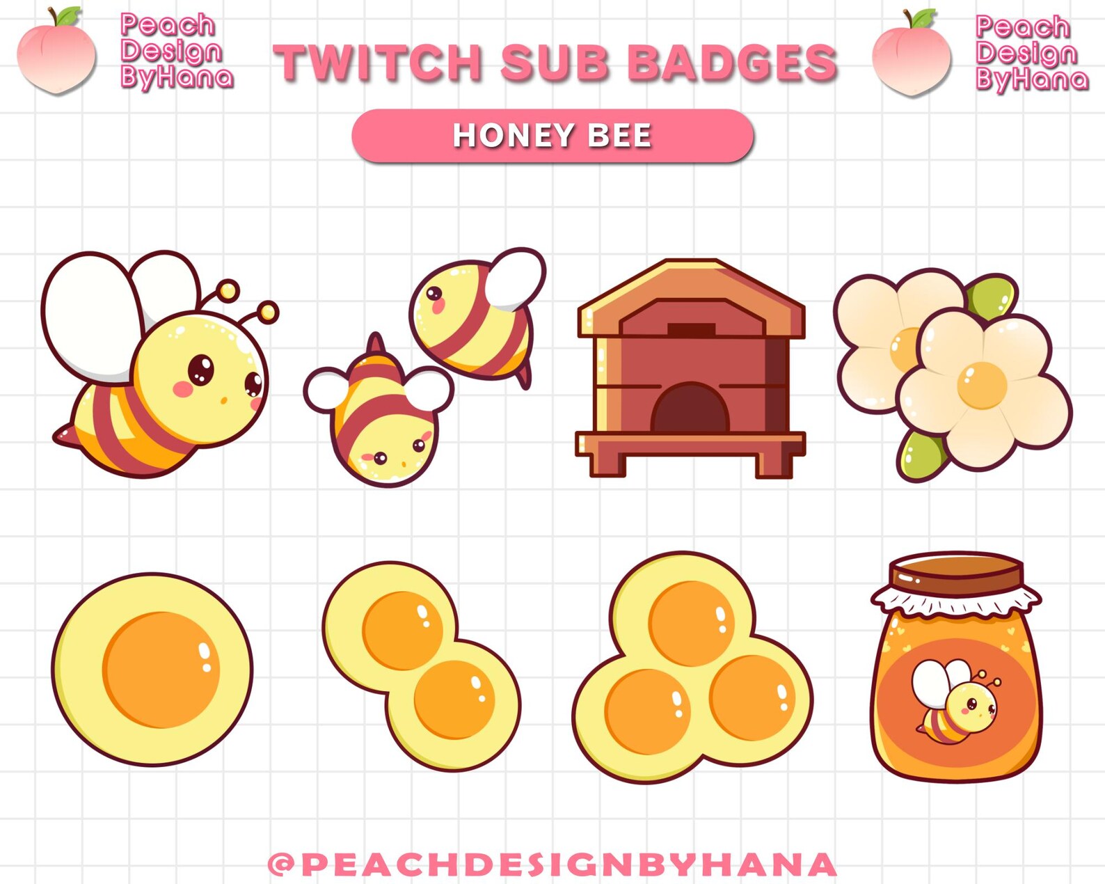 8x Honey Bee Sub Badges for Twitch, Youtube and Discord - Donated ...