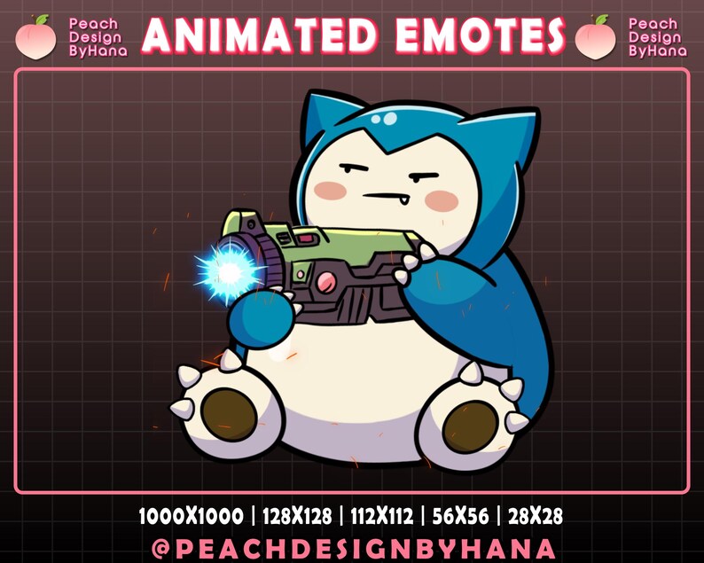 Animated Snorlax Emote for Twitch, Discord, Youtube | Gun Machine Emote ...