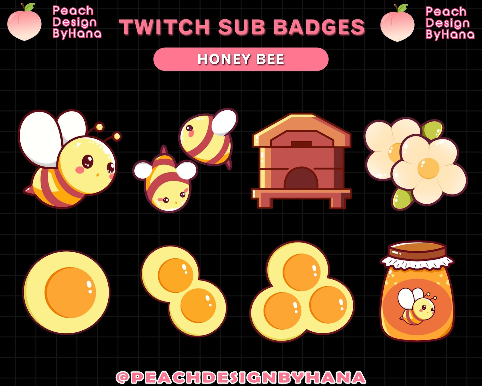 8x Honey Bee Sub Badges for Twitch, Youtube and Discord - Donated ...