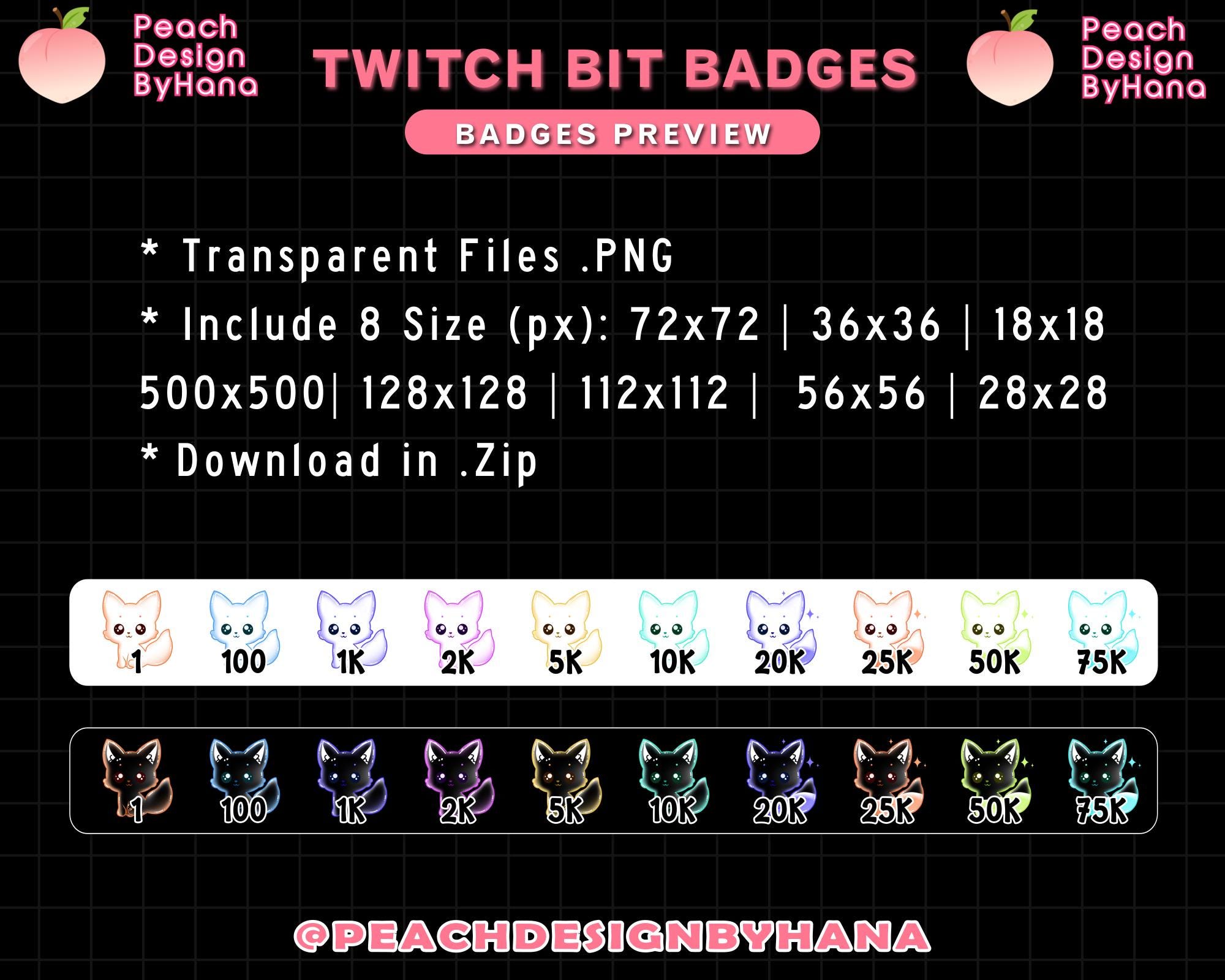 30x Liquid Fire Fox Bit Badges for Twitch, Youtube, Discord - Donated ...
