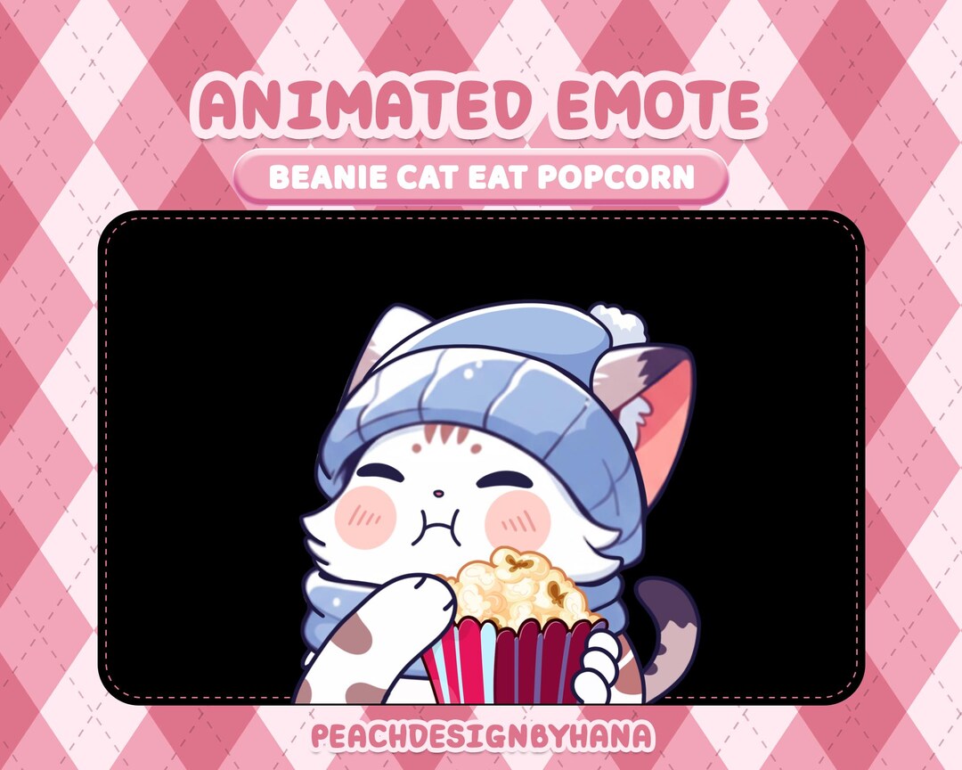 Animated Beanie Cat Eat Popcorn Emote for Twitch, Youtube, Discord ...