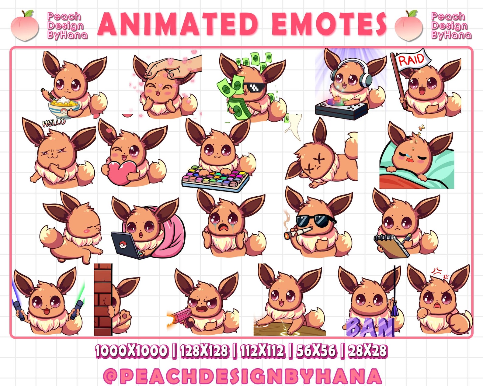 21 Animated Eevee Emote for Twitch, Youtube and Discord | Funny Emote ...