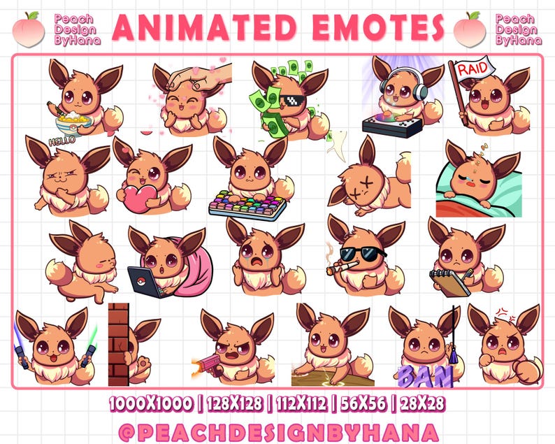 21 Animated Eevee Emote for Twitch, Youtube and Discord | Funny Emote ...