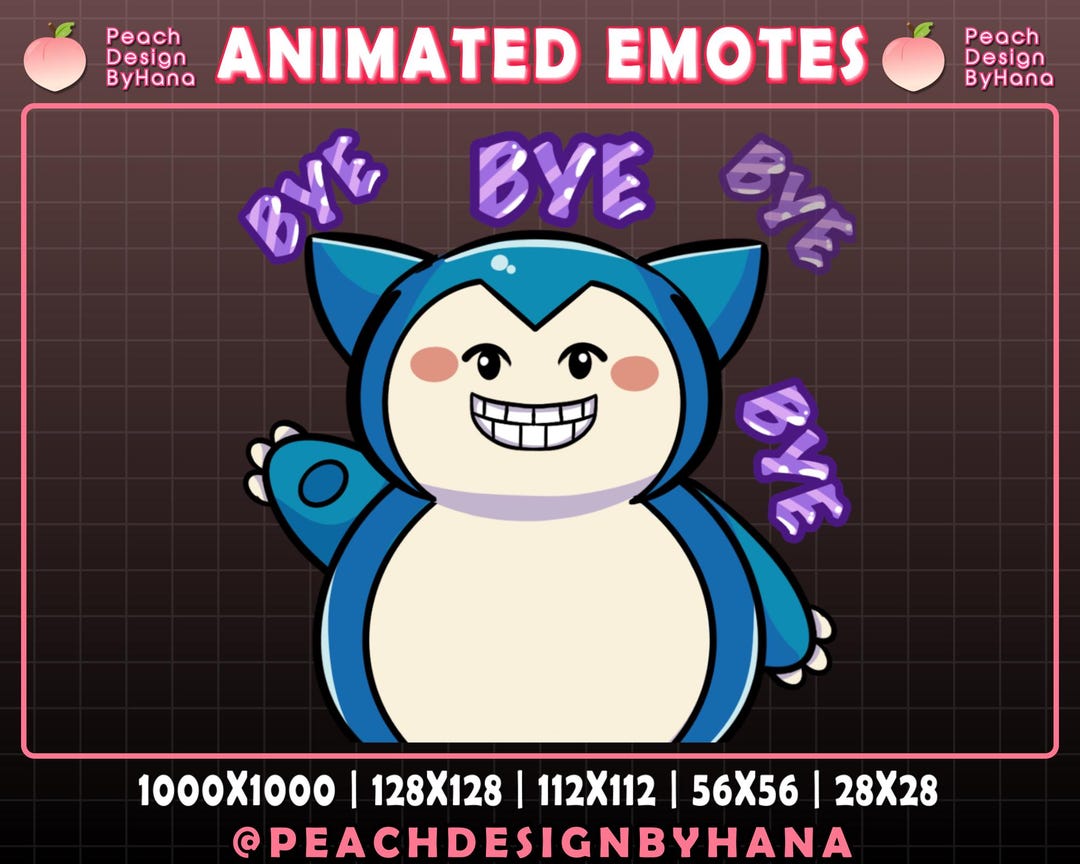 Animated Bye Snorlax Emote for Twitch | Snorlax Waving Goodbye ...