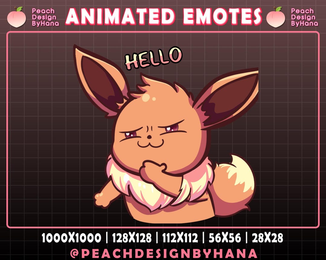 Animated Eevee Hello Emote for Twitch, Youtube, Discord, Funny Emote ...