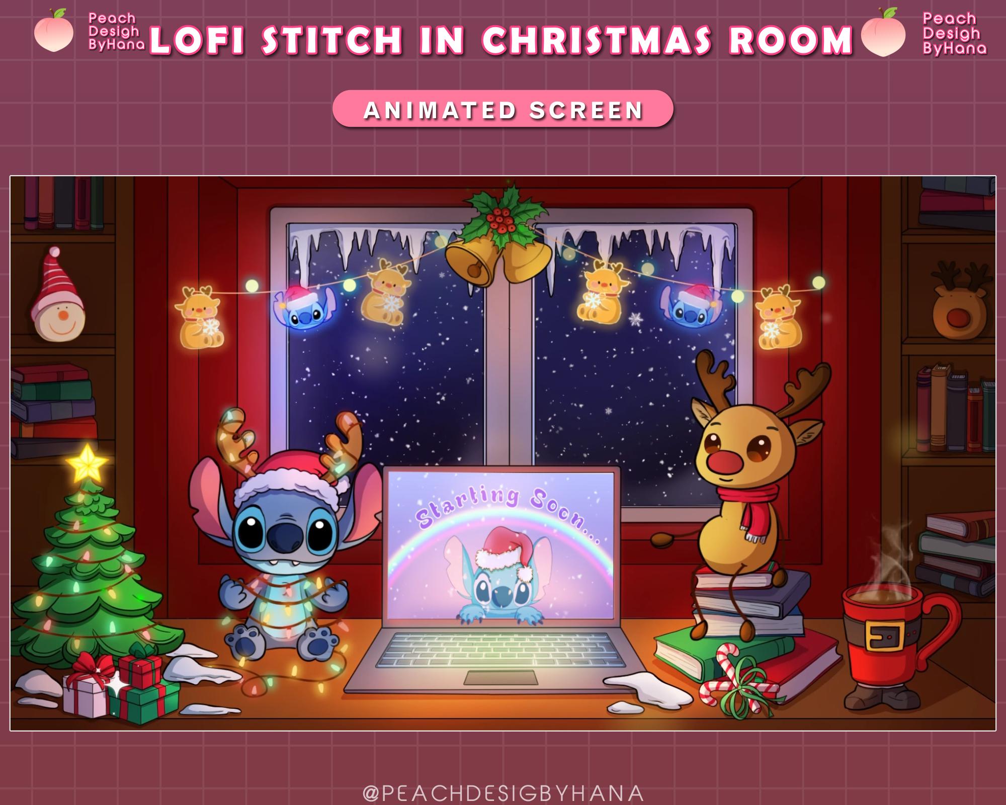 Animated Twitch Overlay Lofi Stitch in Christmas Room - Winter Stream ...