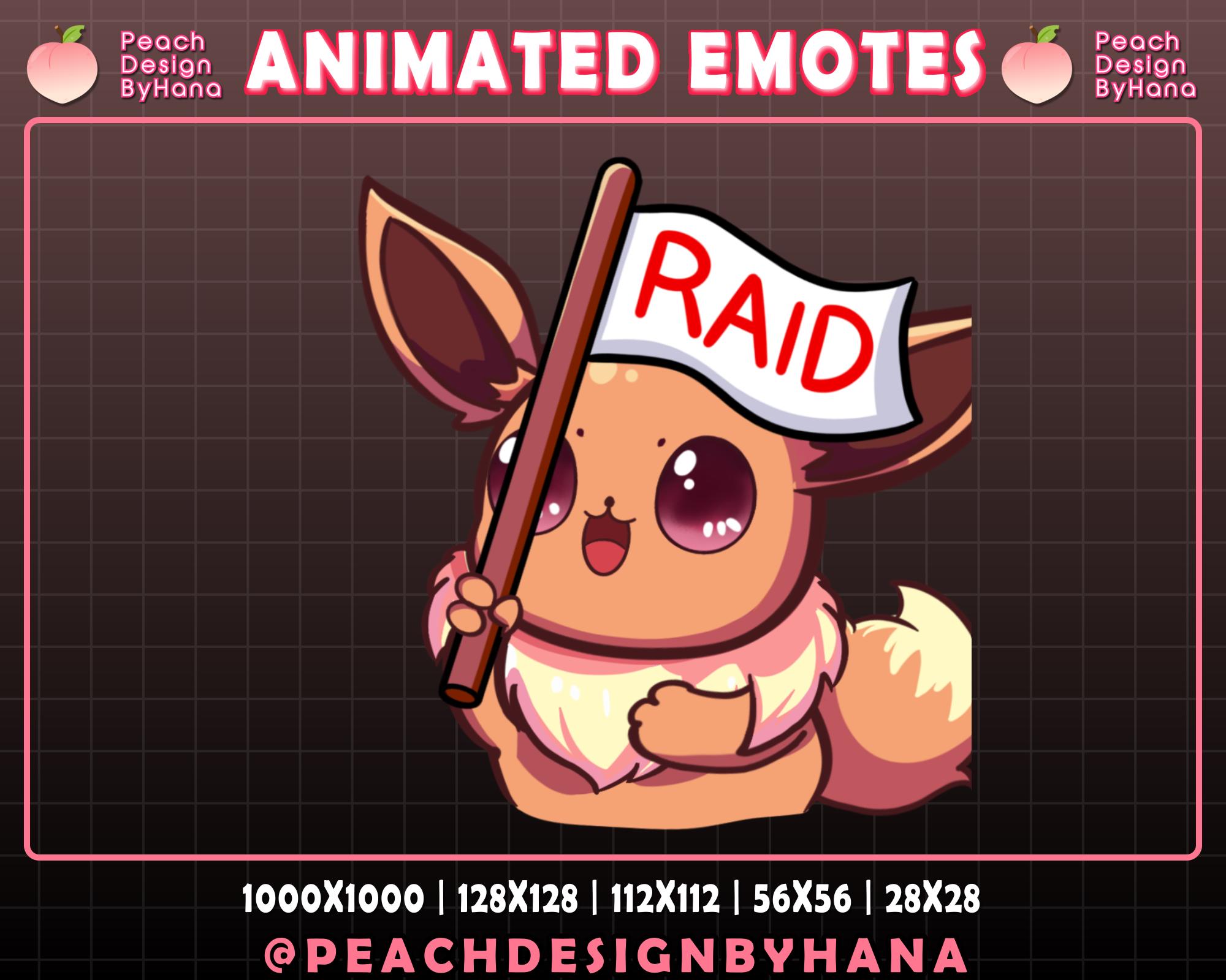 Animated Eevee Raid Emote for Twitch, Youtube, Discord - Raid Flag ...