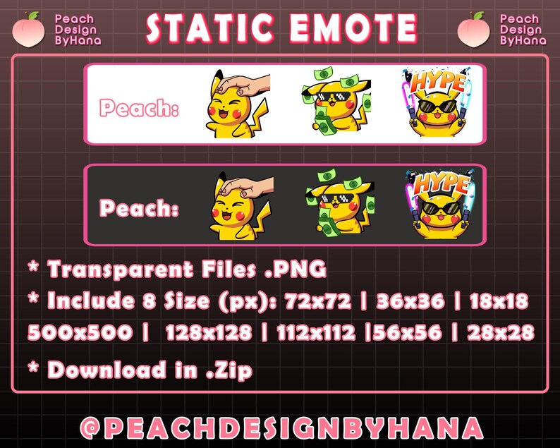 Pikachu Twitch Emote Pack | Cute Pokémon Static Emotes for Streamer ...