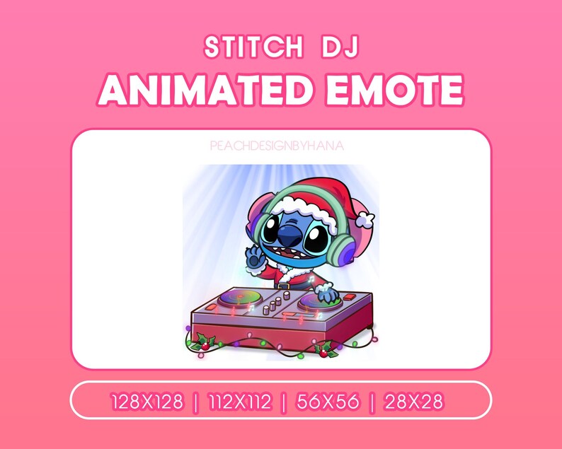 Animated Noel Stitch DJ Emote for Twitch, Youtube, Discord - Music ...