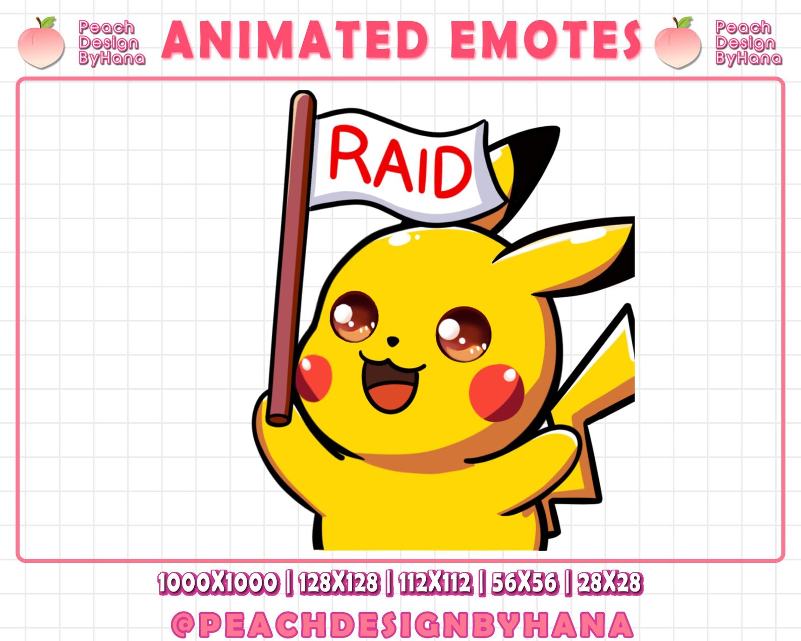 Animated Pikachu Raid Emote for Twitch, Youtube, Discord - Raid Flag ...
