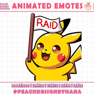 Animated Pikachu Raid Emote for Twitch, Youtube, Discord - Raid Flag ...