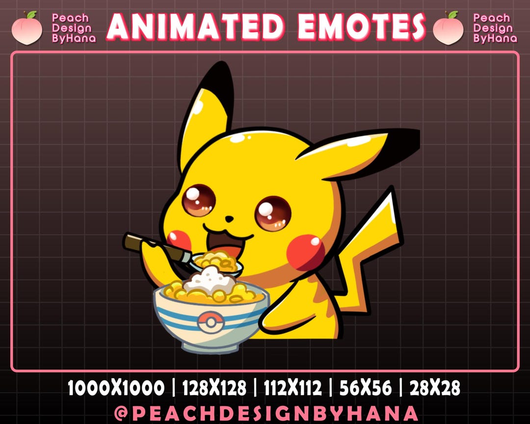 Animated Pikachu Eats Emote for Twitch, Youtube, Discord, Pokemon Eats ...