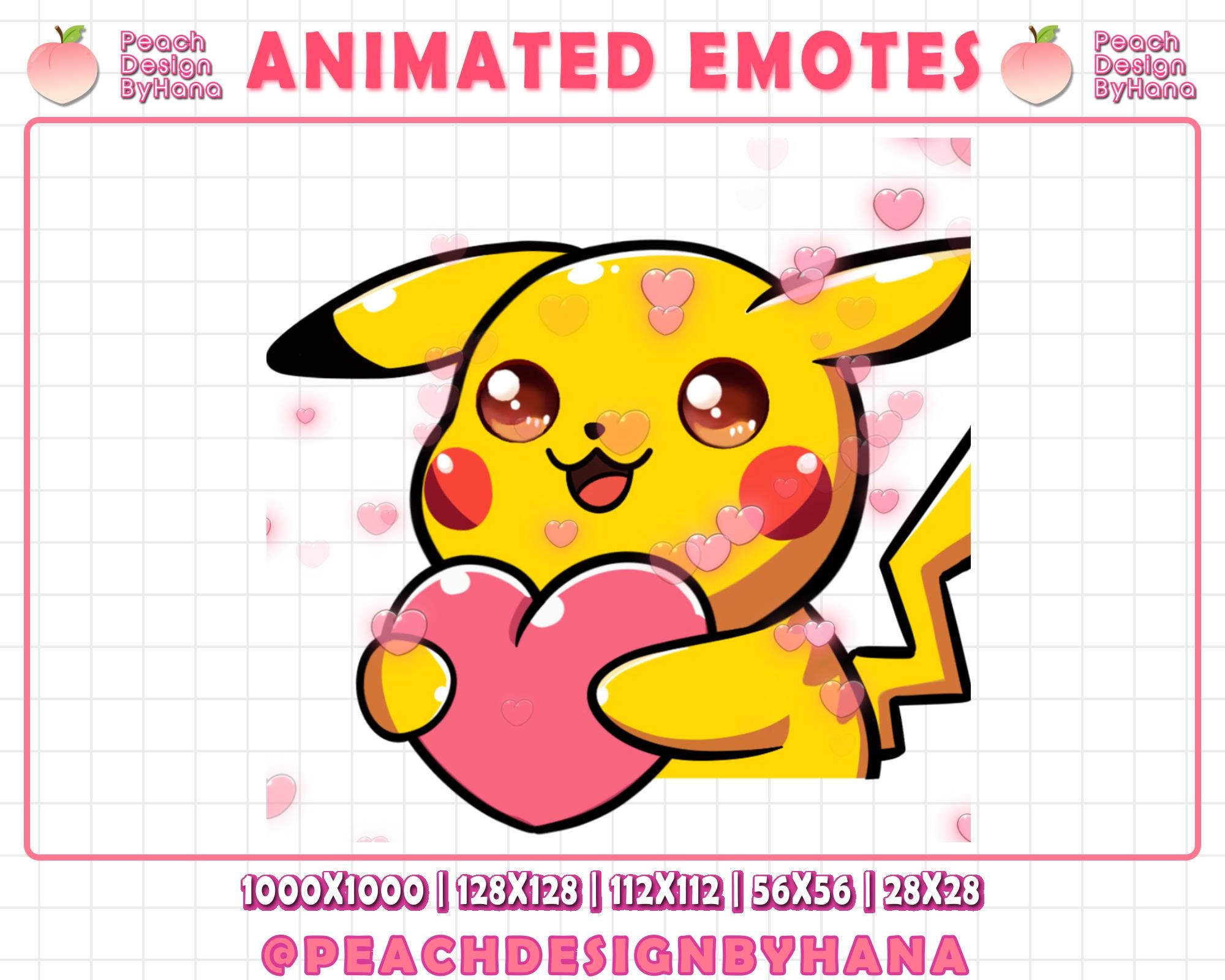 Animated Pikachu Loves Emote for Twitch, Youtube, Discord, Valentine ...