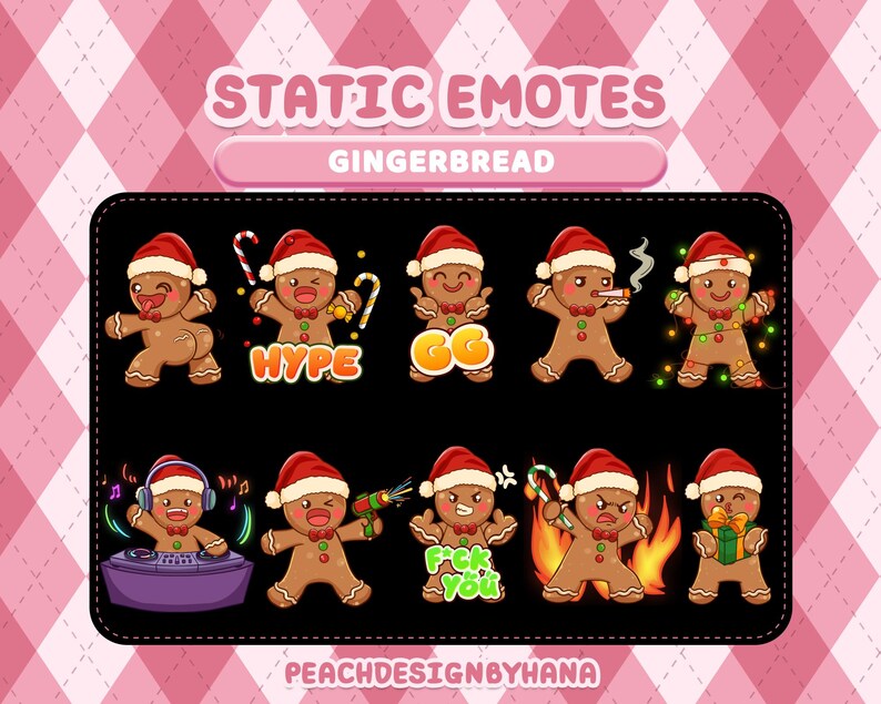 10 Xmas Gingerbread Static Emotes, Funny Static Emotes for Twitch ...