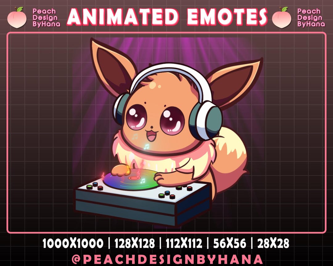 Animated Eevee DJ Emote for Twitch, Youtube, Discord, Funny Emote ...