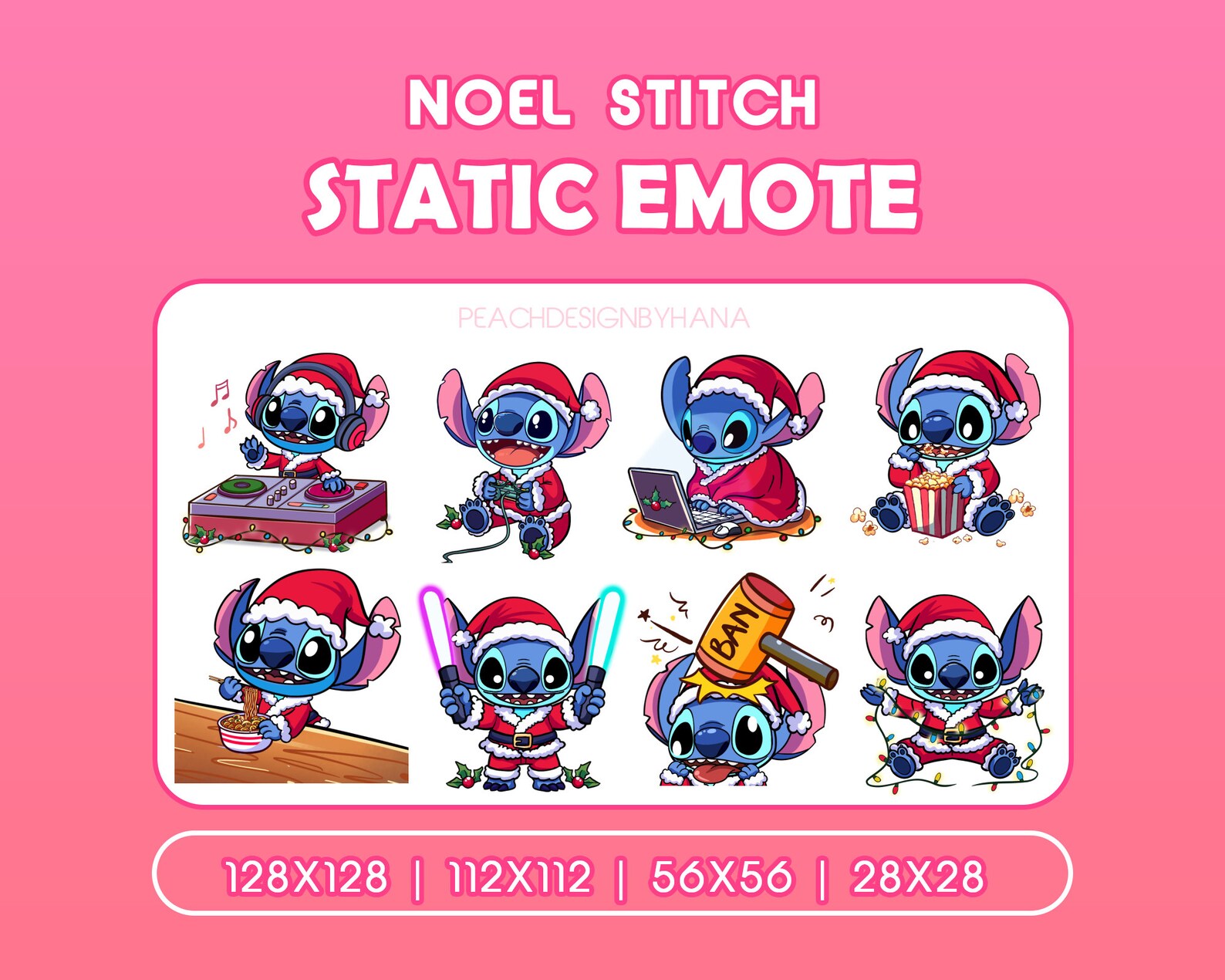 8x Christmas Stitch Emote for Twitch, Youtube, Discord. Funny Stitch ...
