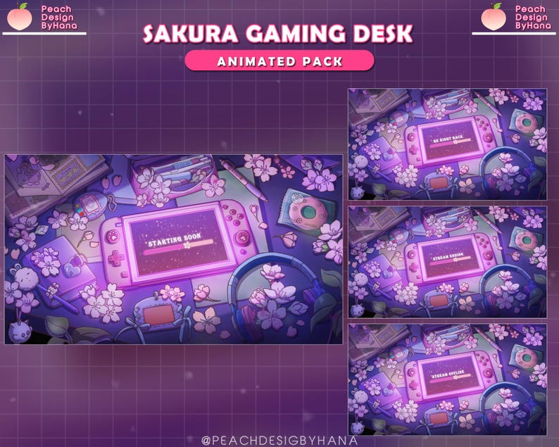 Animated Twitch Sakura Console Overlay - Cherry Blossom Stream Screen ...