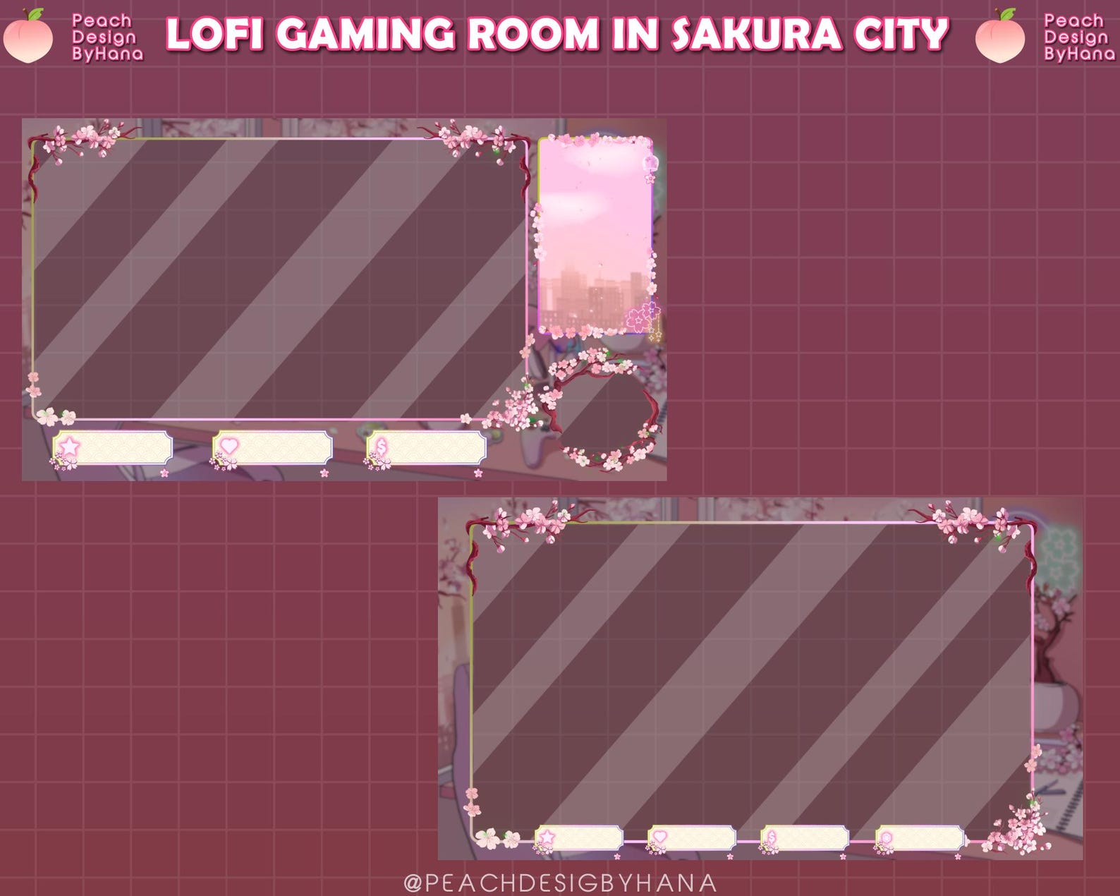 Animated Twitch Overlay Lofi Gaming Room in Sakura City - Cherry ...