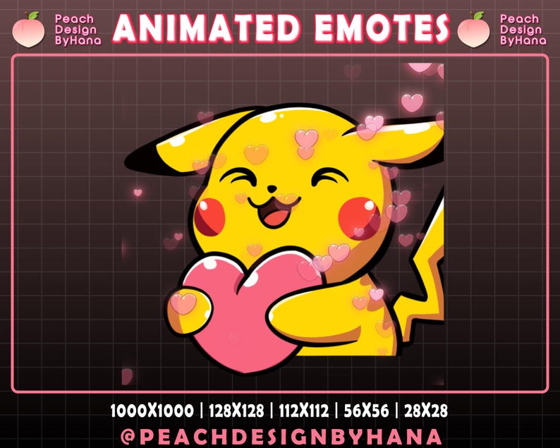 Animated Pikachu Loves Emote for Twitch, Youtube, Discord, Valentine ...