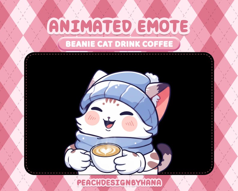 Animated Emote for Twitch, Discord...: Beanie Cat Drink Coffee ...