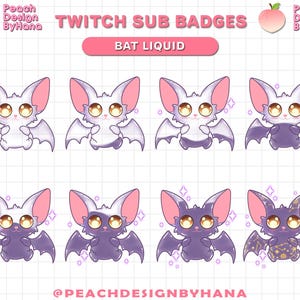 8x Liquid Cute Bat Sub Badges for Twitch, Youtube, Discord - Donated ...