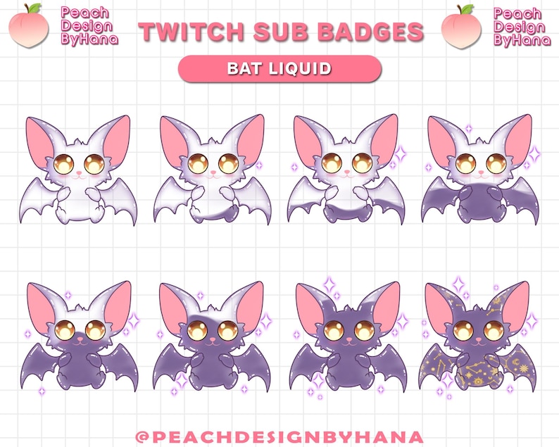 8x Liquid Cute Bat Sub Badges for Twitch, Youtube, Discord - Donated ...