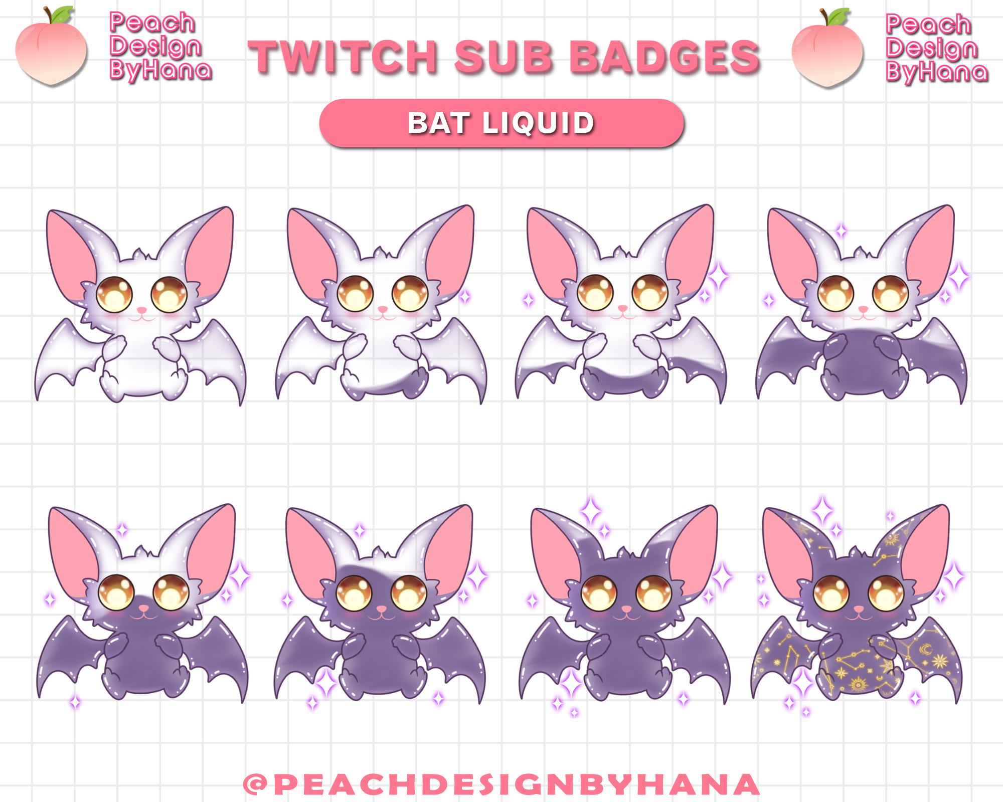8x Liquid Cute Bat Sub Badges for Twitch, Youtube, Discord - Donated ...