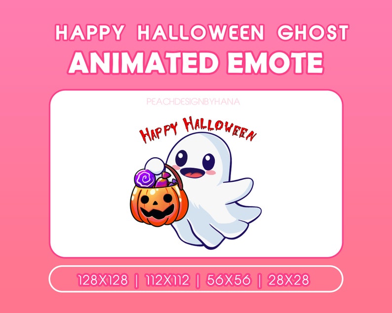 Happy Halloween Ghost Animated Emote for Twitch, Youtube, Discord. Cute ...