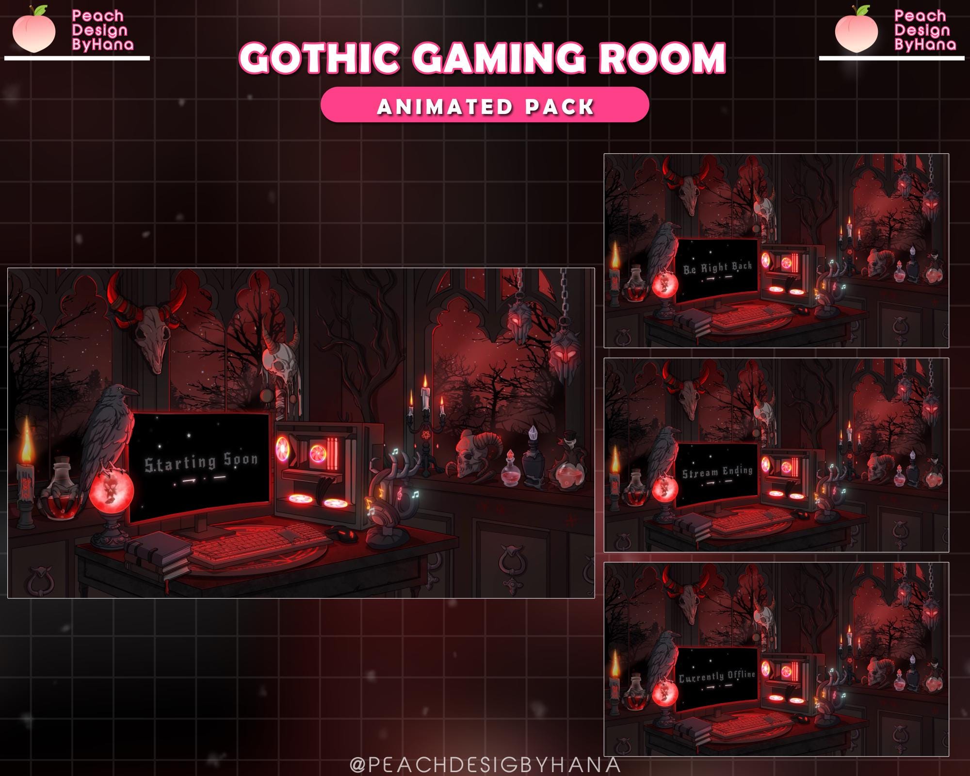 Animated Halloween Gothic Gaming Room Stream Package| Gothic Twitch ...