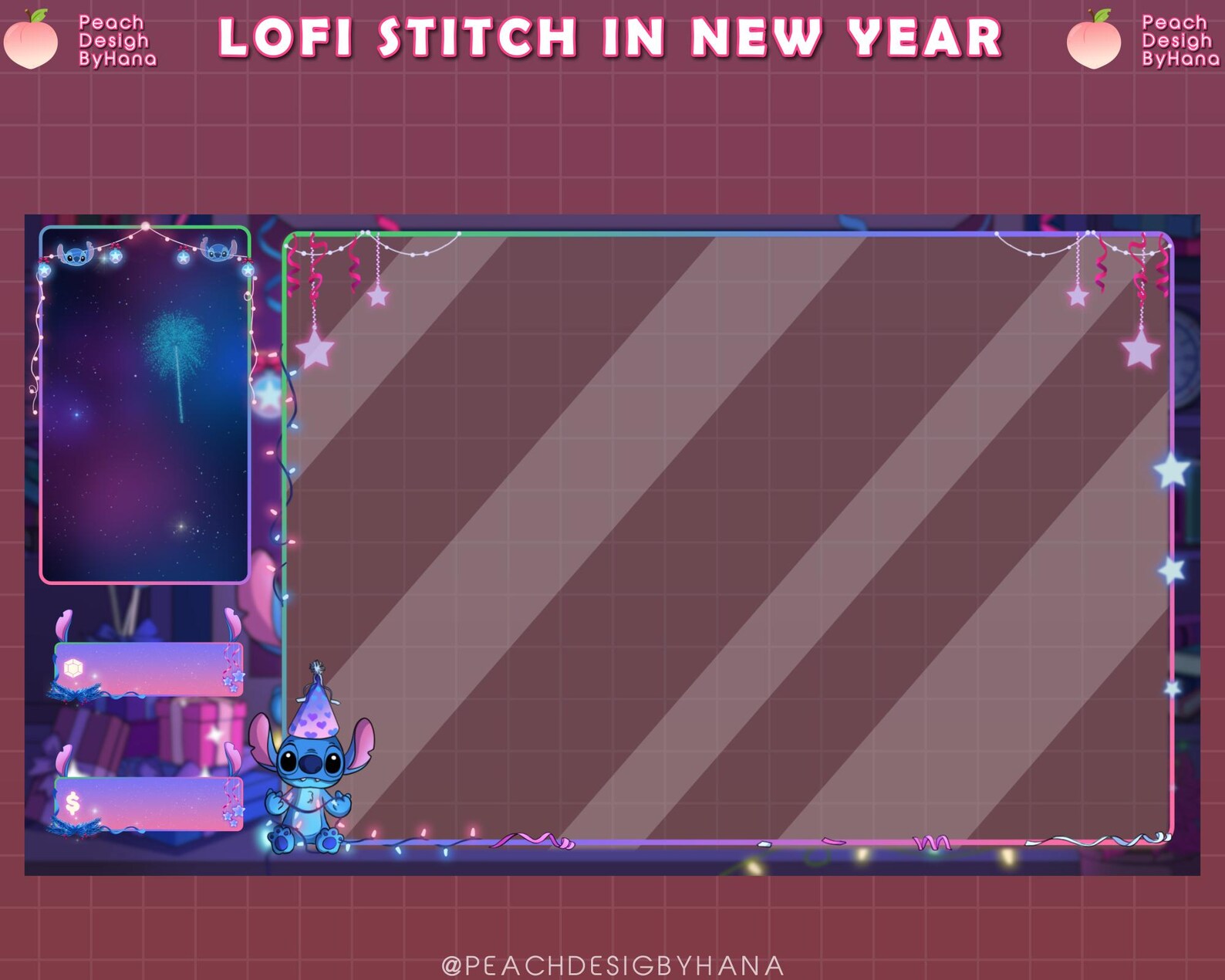 Animated Twitch Overlay Lofi Stitch in New Year’s Eve - New Year Stream ...