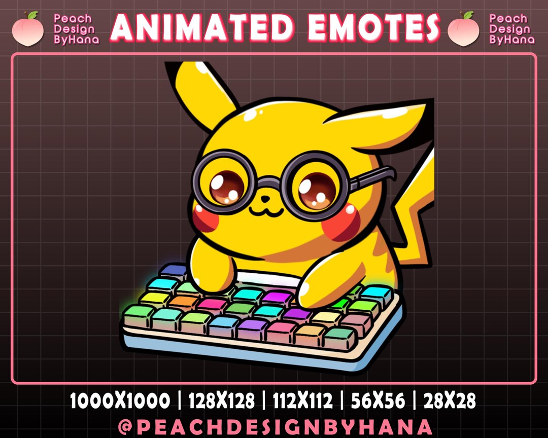 Animated Pikachu Types Keyboard Emote for Twitch, Youtube, Discord ...