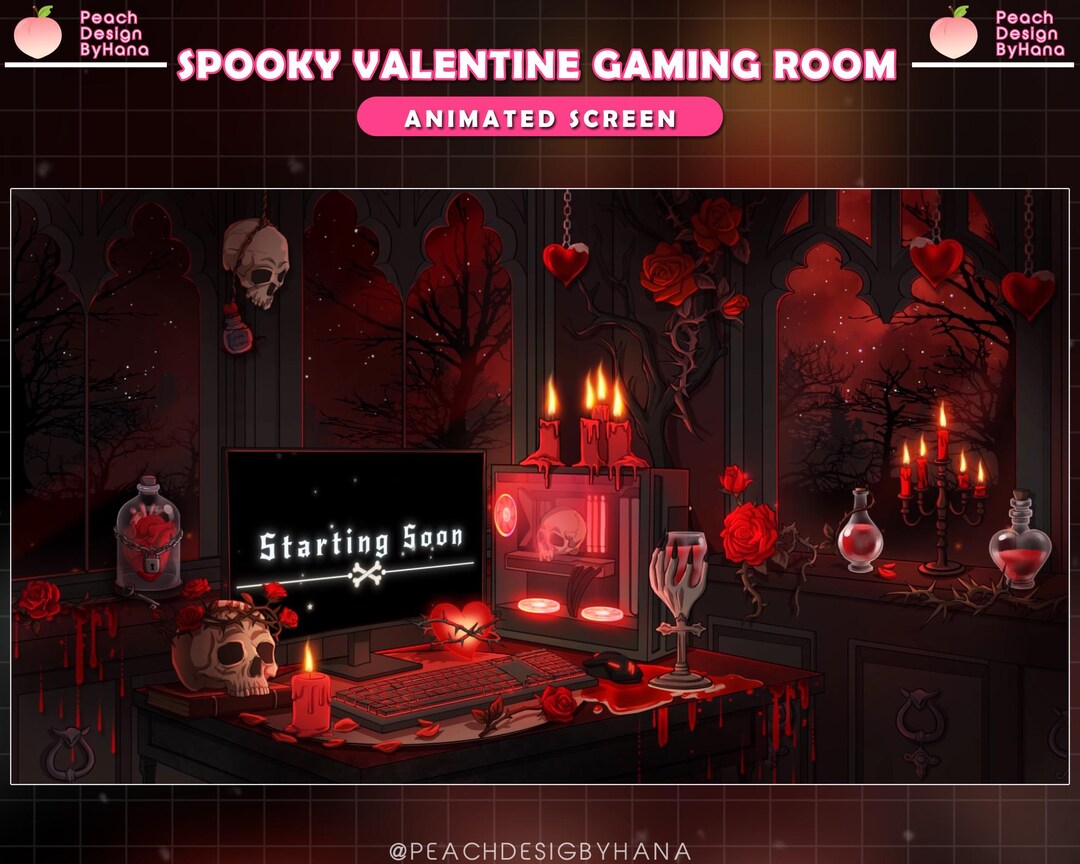 Animated Valentine Gothic Stream Screens - Spooky Twitch Overlay - Dark ...