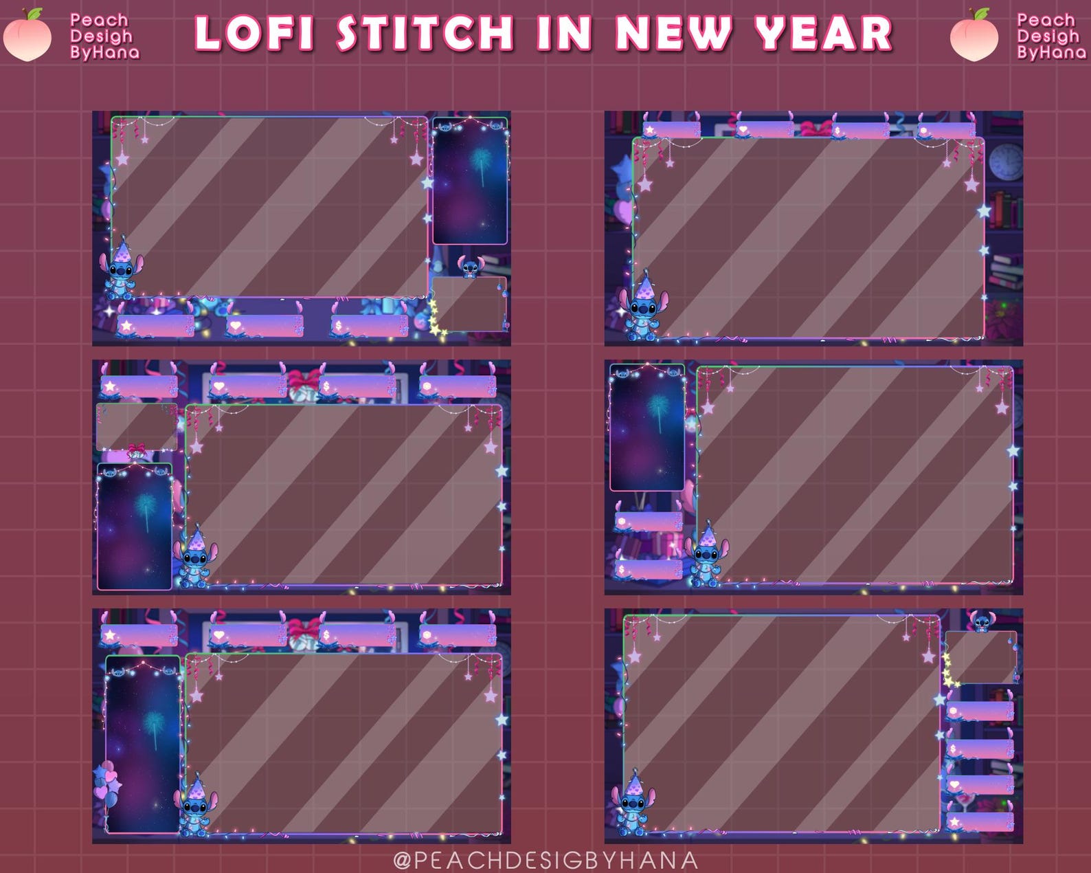 Animated Twitch Overlay Lofi Stitch in New Year’s Eve - New Year Stream ...