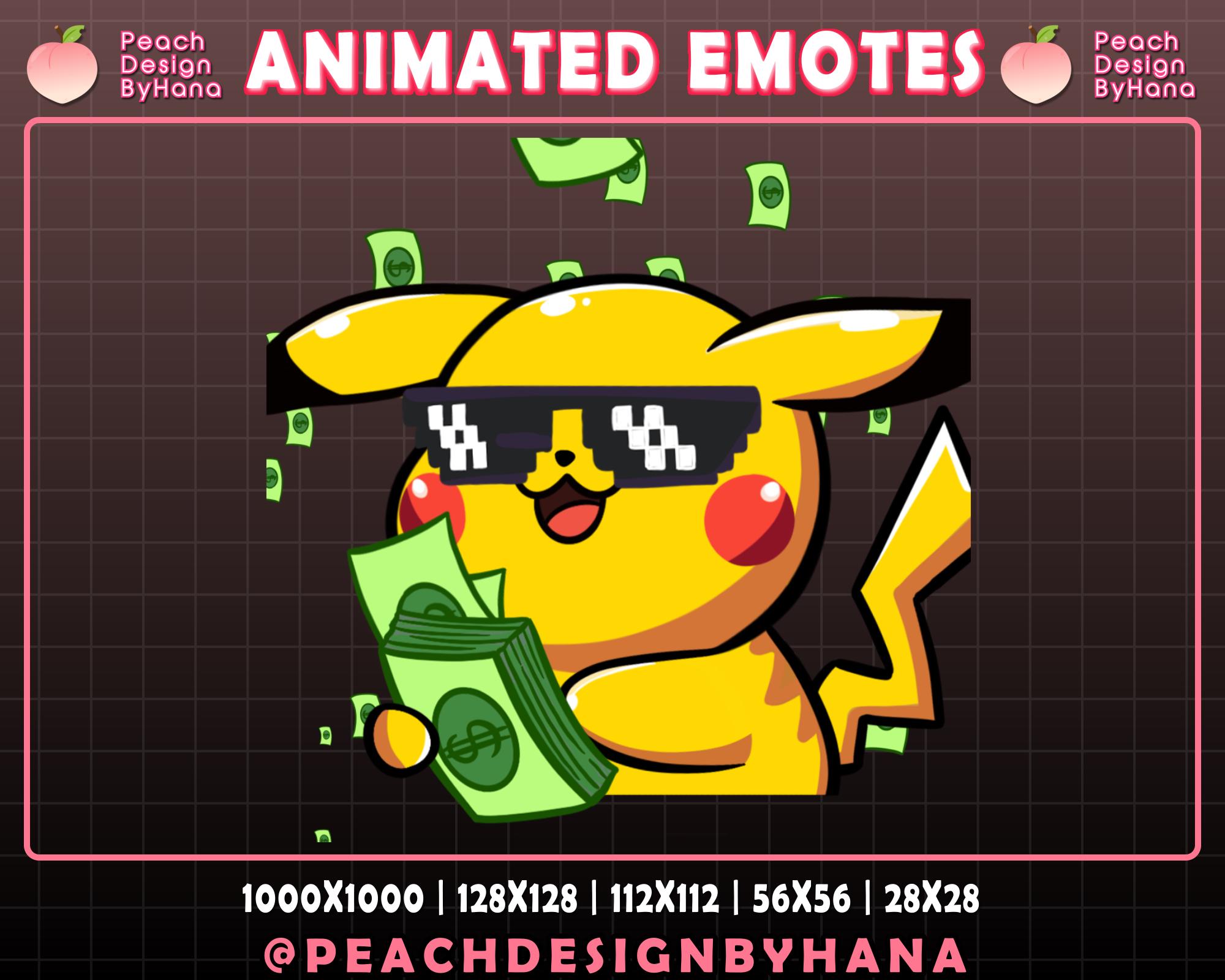Animiertes Pikachu Geld Emote für Twitch, YouTube, Discord, Rich ...