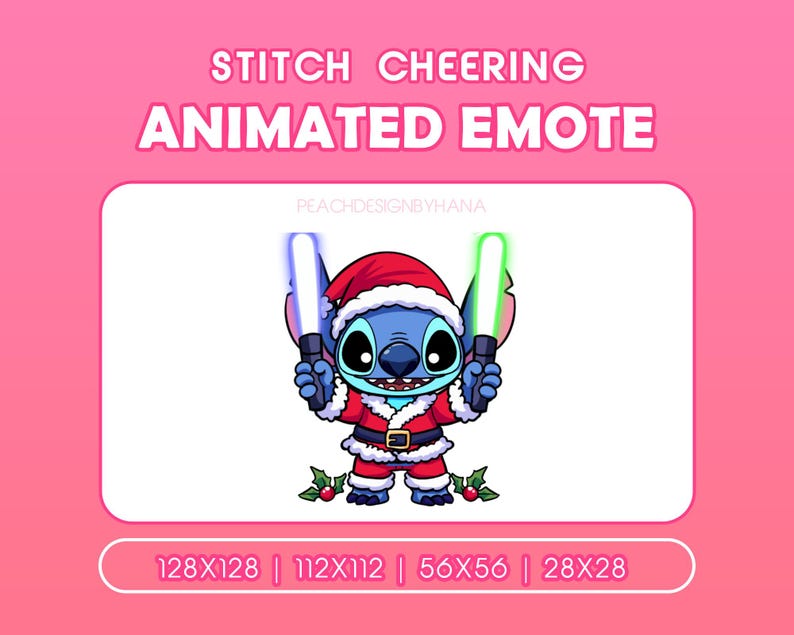 Animated Christmas Stitch Cheering Emote for Twitch, Youtube, Discord ...