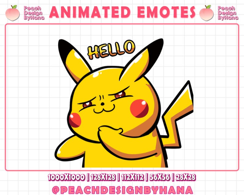 Animated Pikachu Hello Emote for Twitch, Youtube, Discord- Funny Emote ...
