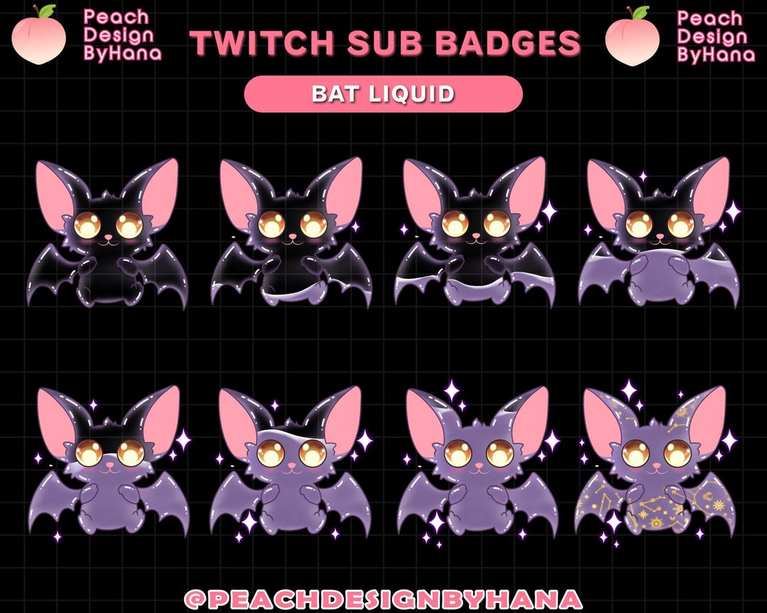 8x Liquid Cute Bat Sub Badges for Twitch, Youtube, Discord - Donated ...