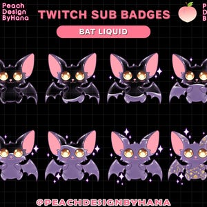 8x Liquid Cute Bat Sub Badges for Twitch, Youtube, Discord - Donated ...