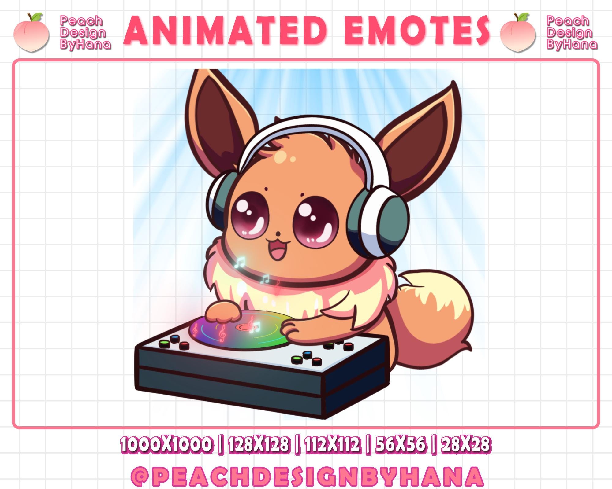 Animated Eevee DJ Emote for Twitch, Youtube, Discord, Funny Emote ...