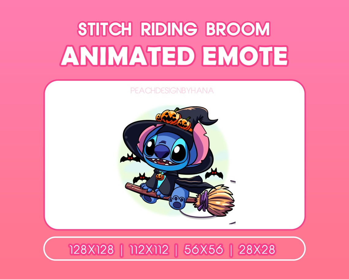 Animated Stitch Riding Broom Emote for Twitch, Youtube and Discord ...